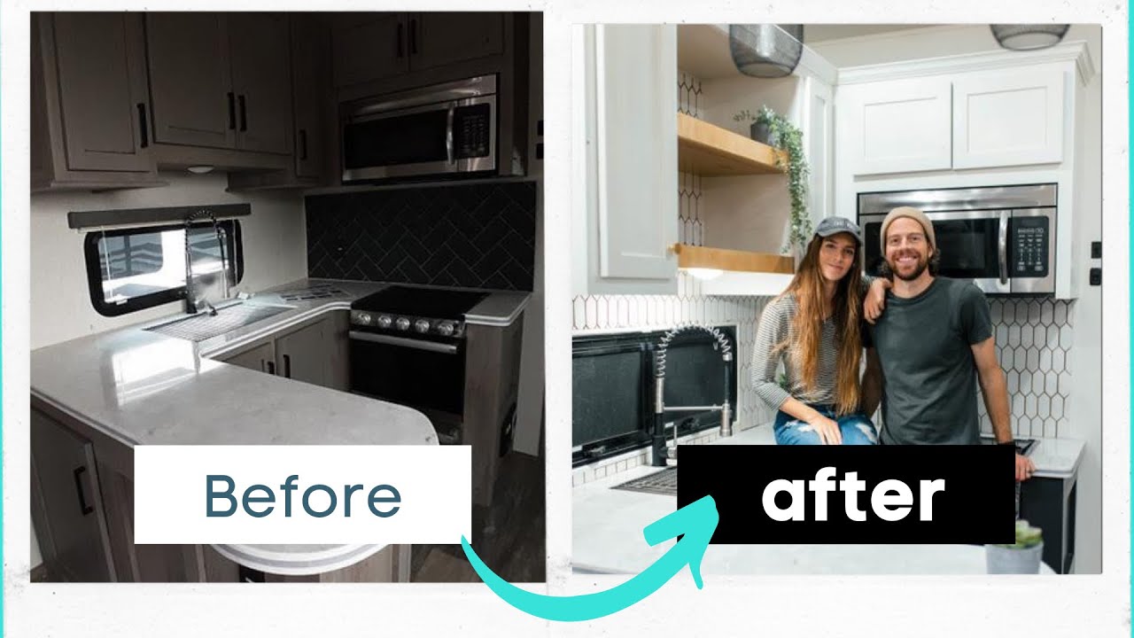 Before and After RV Kitchen Reveal! TOTALLY different - YouTube