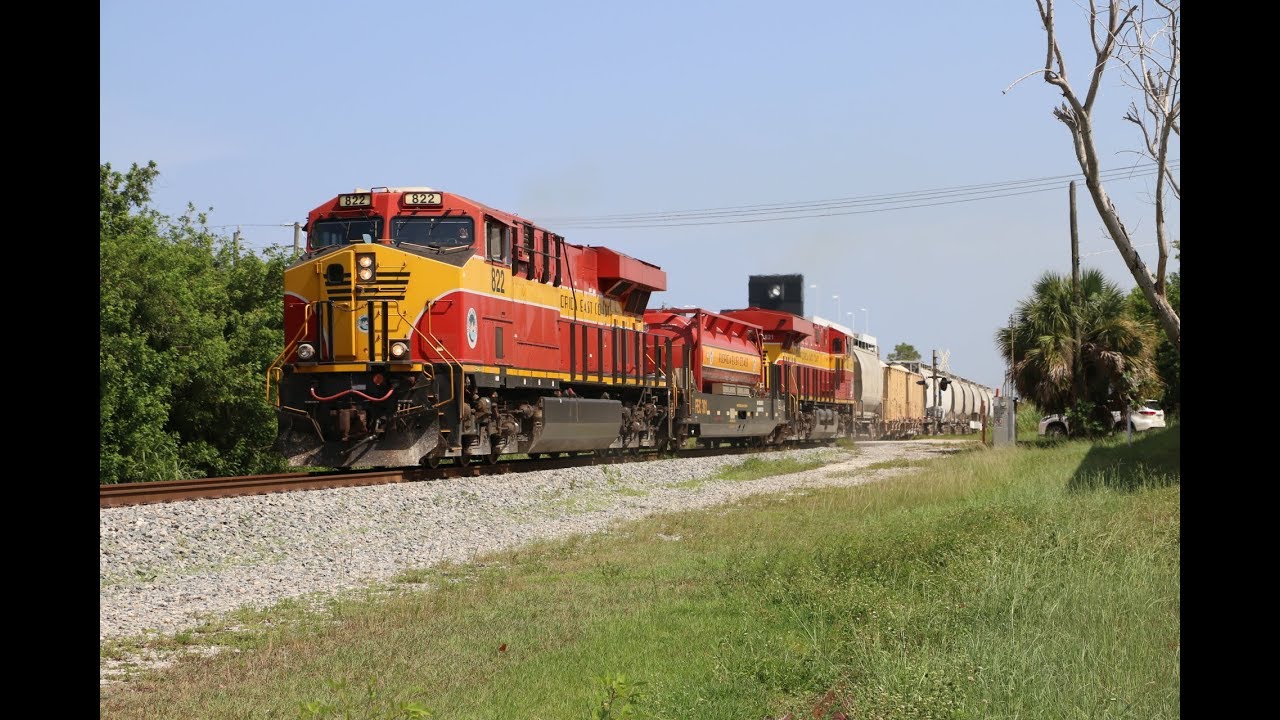 [HD] Florida East Coast Railway Freight Trains In West Palm Beach ...