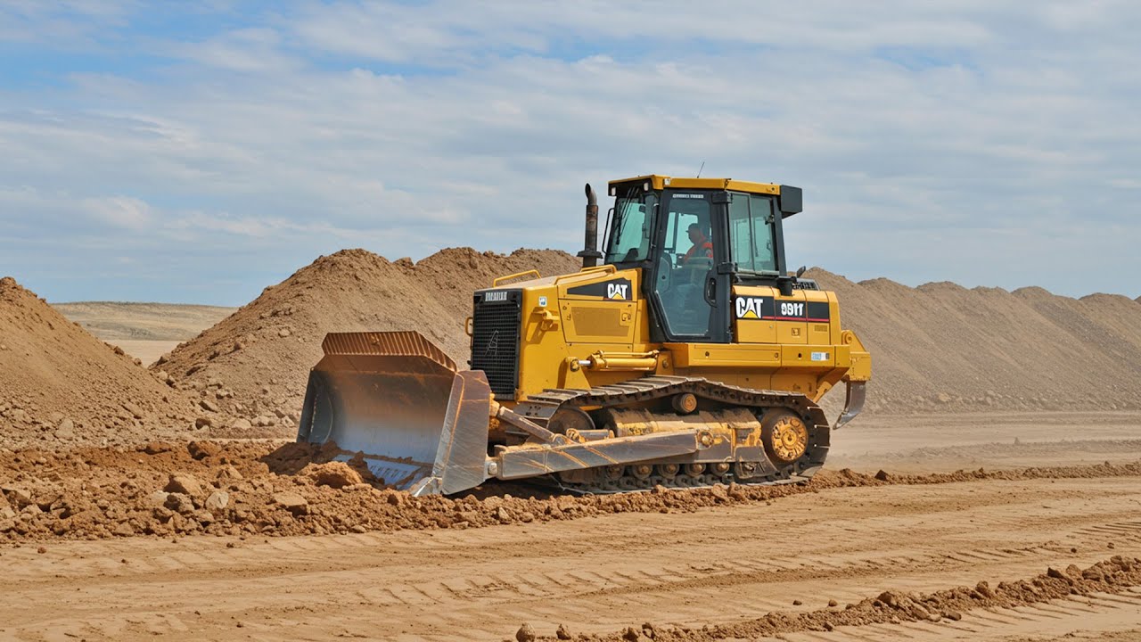 Extreme Bulldozer Action! The bulldozer cat trench, Piles of displaced ...
