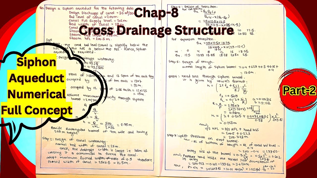 Chap-8| Cross Drainage Structure| Siphon Aqueduct Numerical | Part-2 ...