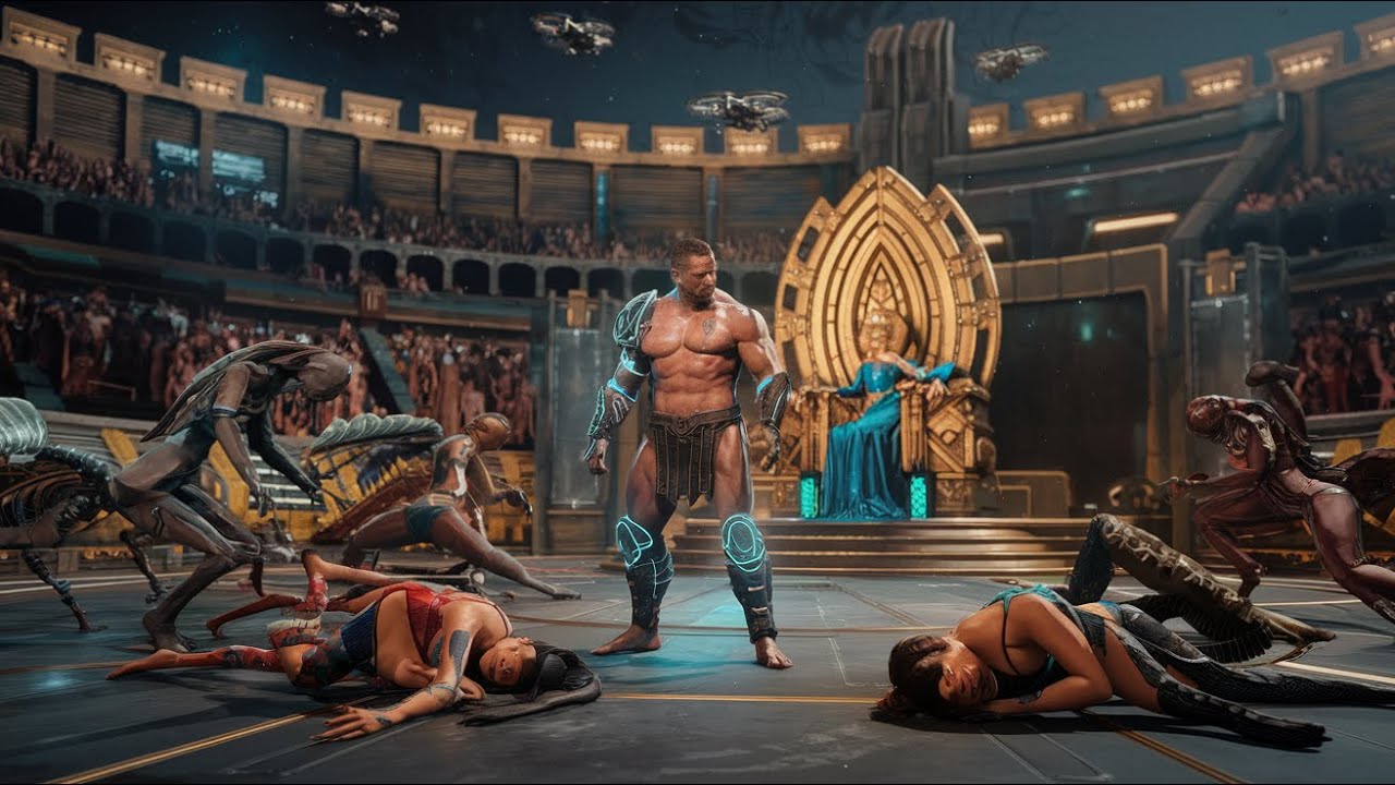 Human Gladiator Stands Victorious in Alien Arena to Win the Queen's ...