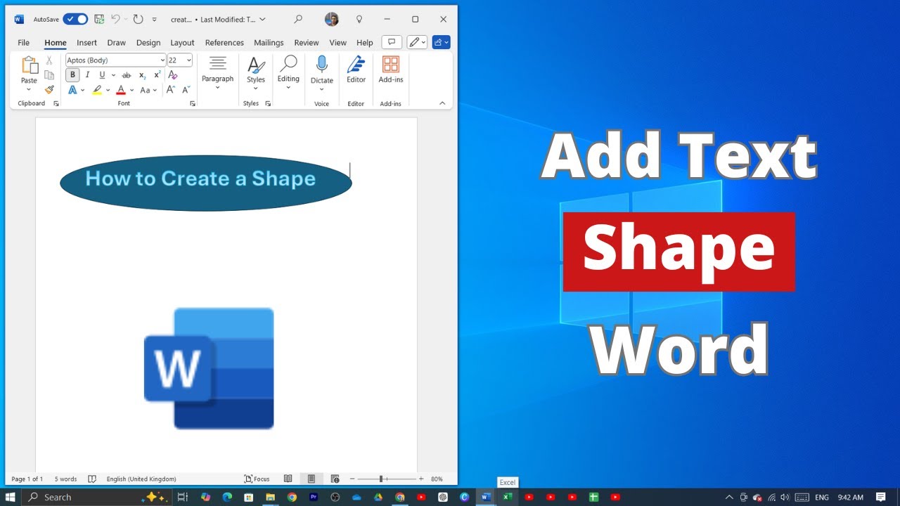How to Add Text on Shape on Microsoft Word - YouTube