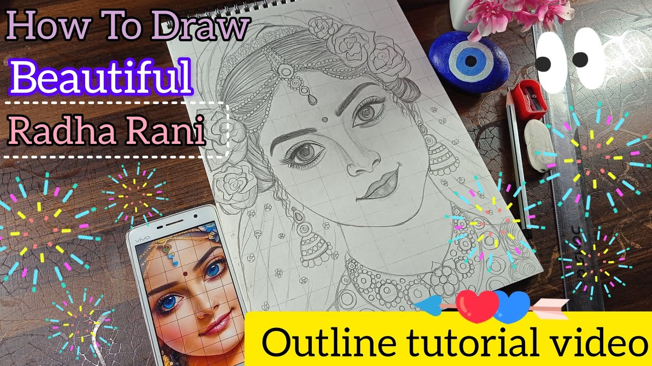 Beautiful Radha Rani 😍 Outline Tutorial Video || Part-1 || Click Now 👆 ...