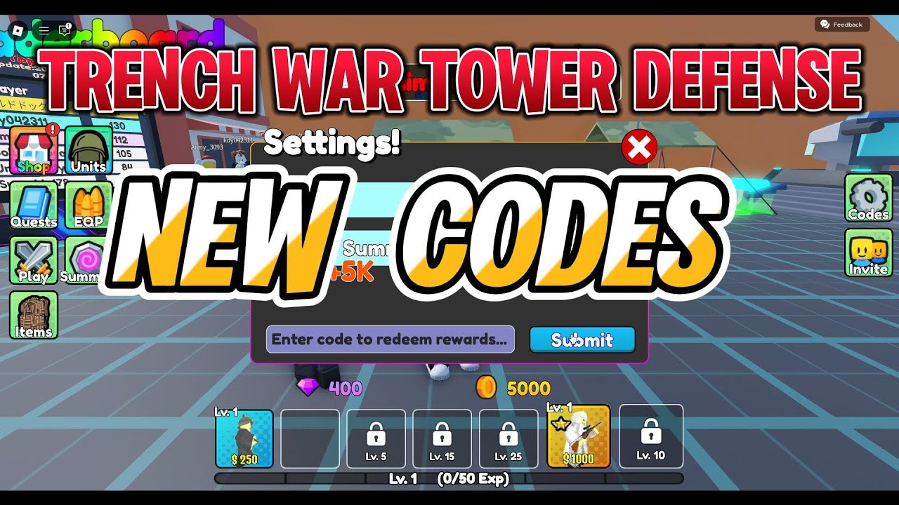 *NEW CODES* All Trench War Tower Defense [BETA] Working Codes for ...