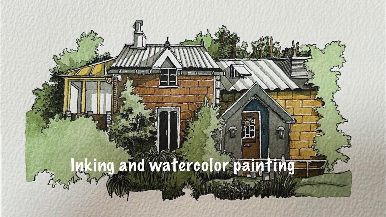 Ink drawing tutorial for beginners | watercolor painting - YouTube