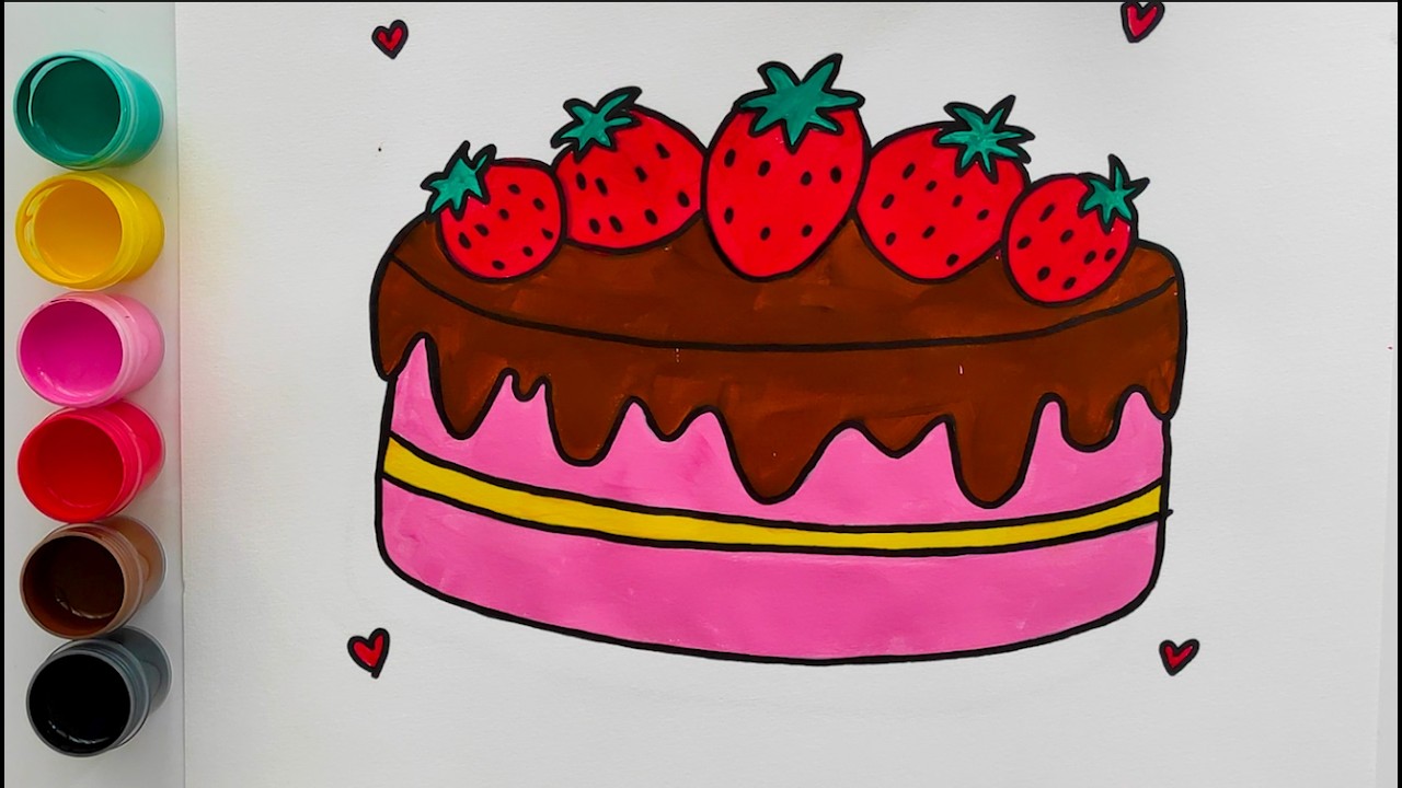 Color This Yummy Strawberry Cake 🍓🎂 | Easy Coloring for Kids #2 - YouTube