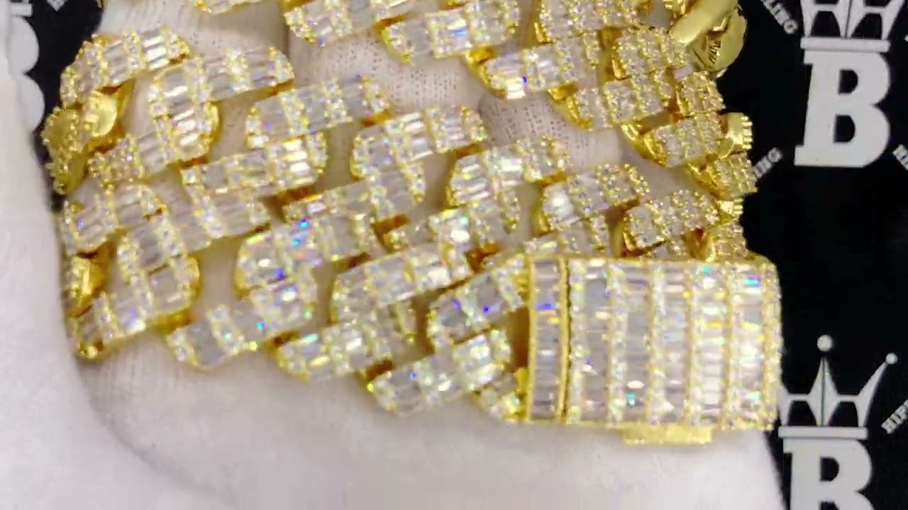 Bling Bling Gold Chunky Baguette Cuban Link CZ Iced Out Chain - YouTube