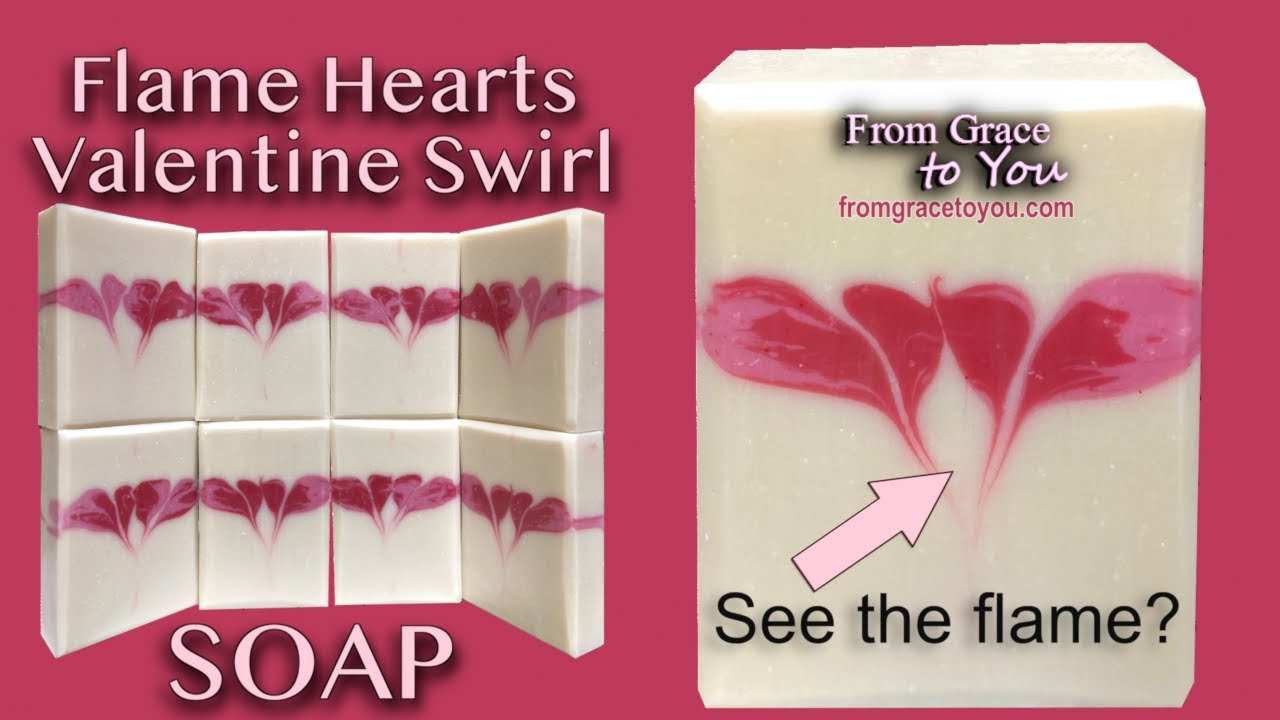 Flame Hearts Valentine Swirl Soap Making - YouTube