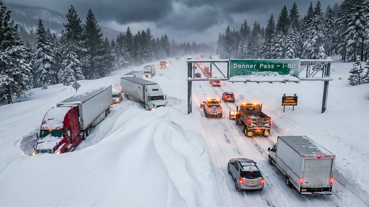 Chaos in California Today! I-80 Shut Down by Massive Winter Storm at ...