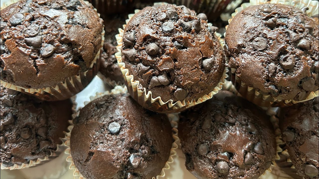 Double Chocolate Fudgy Muffins - YouTube