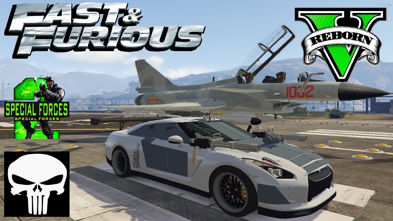 GTA 5 FiveM Nissan GTR Armored + Miniguns vs army J 10 fighter jet ...