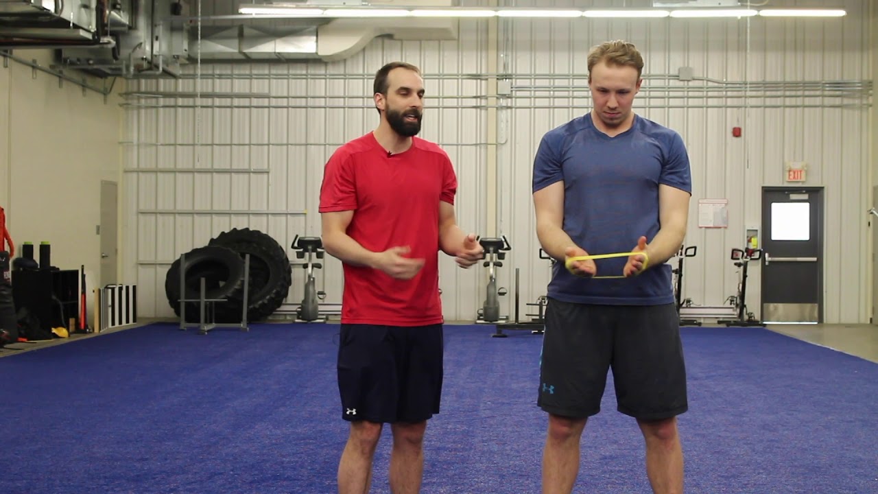 Banded external rotation with overhead lift - YouTube