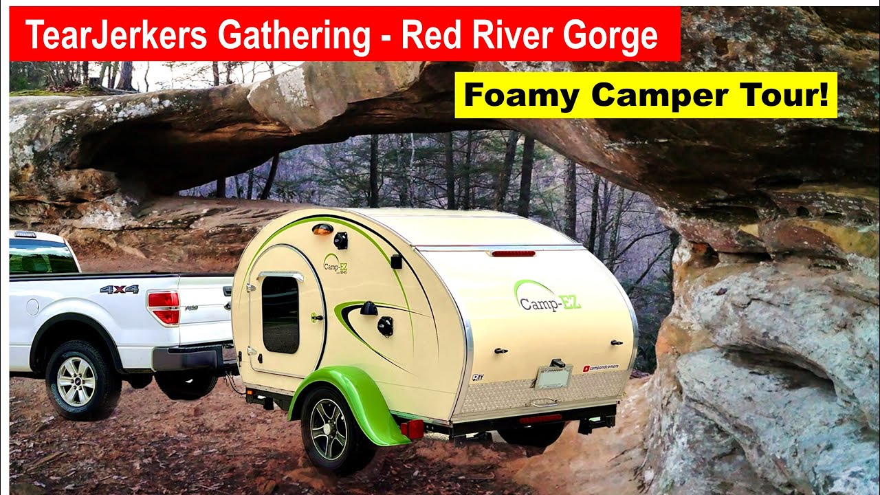 We Tour a DIY FOAMY TEARDROP CAMPER in the RED RIVER GORGE - YouTube