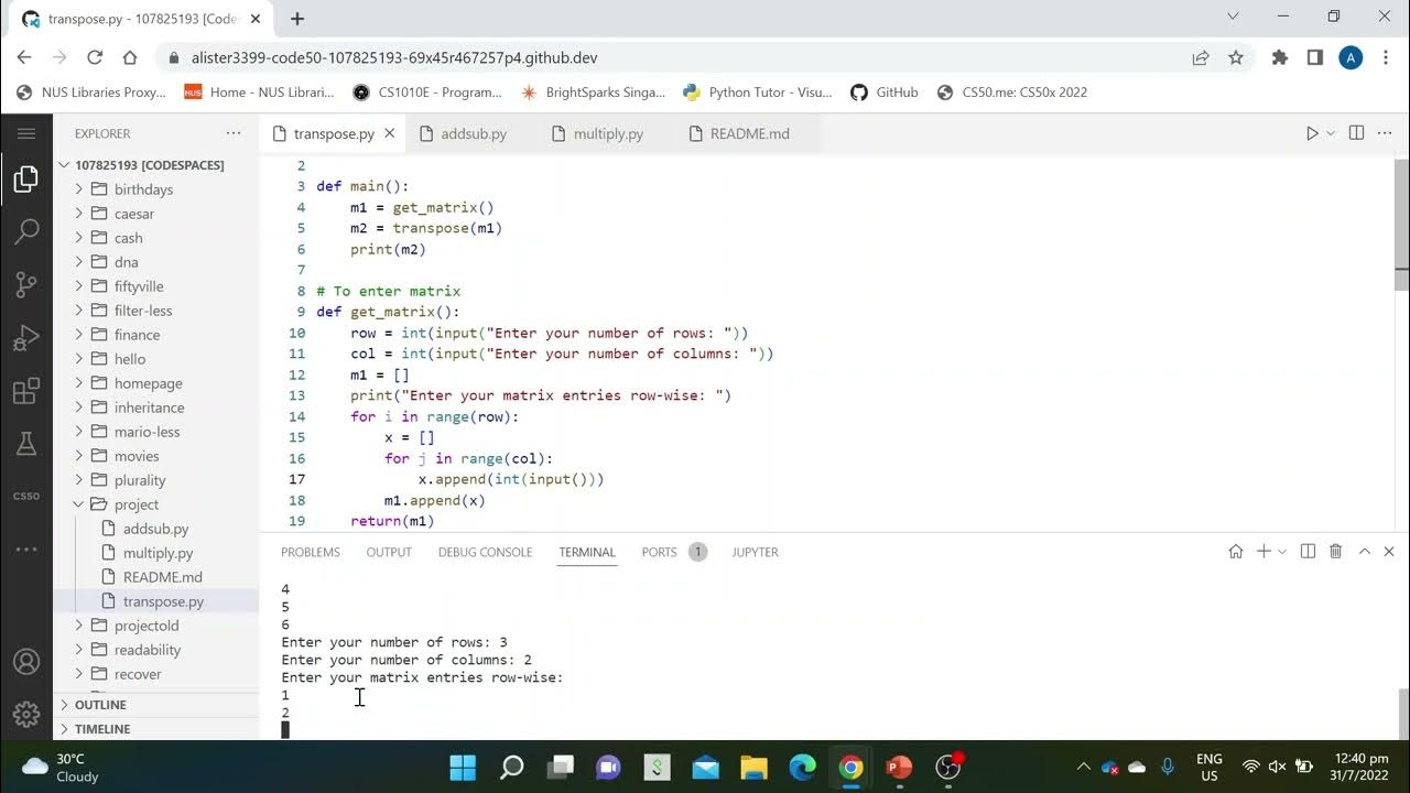 CS50 Final Project Simple Matrix Calculator - YouTube
