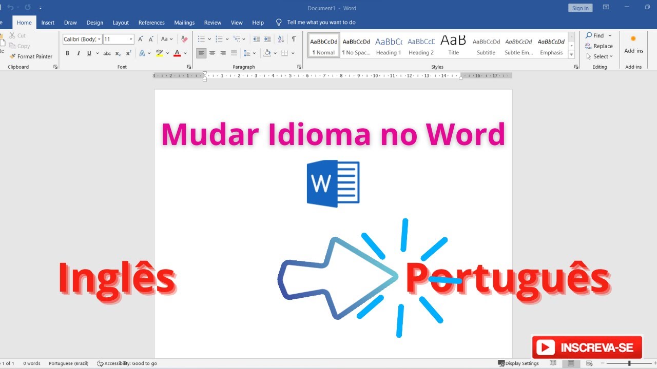Mudar IDIOMA do Word para português - YouTube