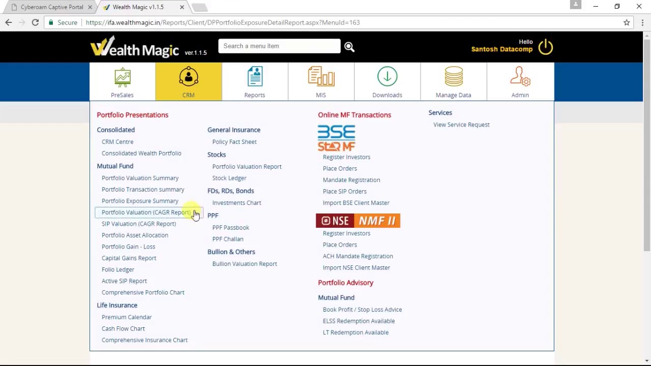 WealthMagic CRM Reports Mutual Fund Reports Part 1 - YouTube