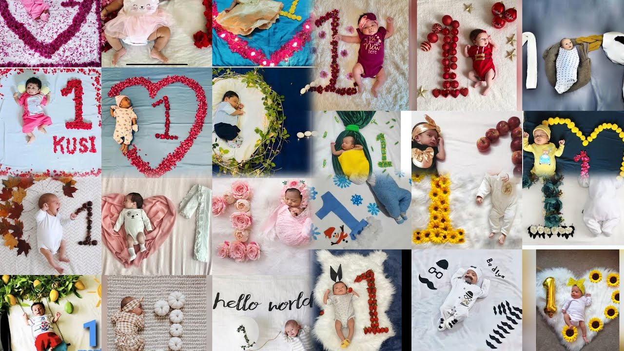 One month baby photoshooot ideas using flowers, lights,and leavs - YouTube