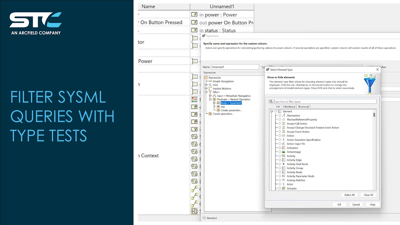 Filter SysML Queries with Type Tests in Cameo Systems Modeler - YouTube