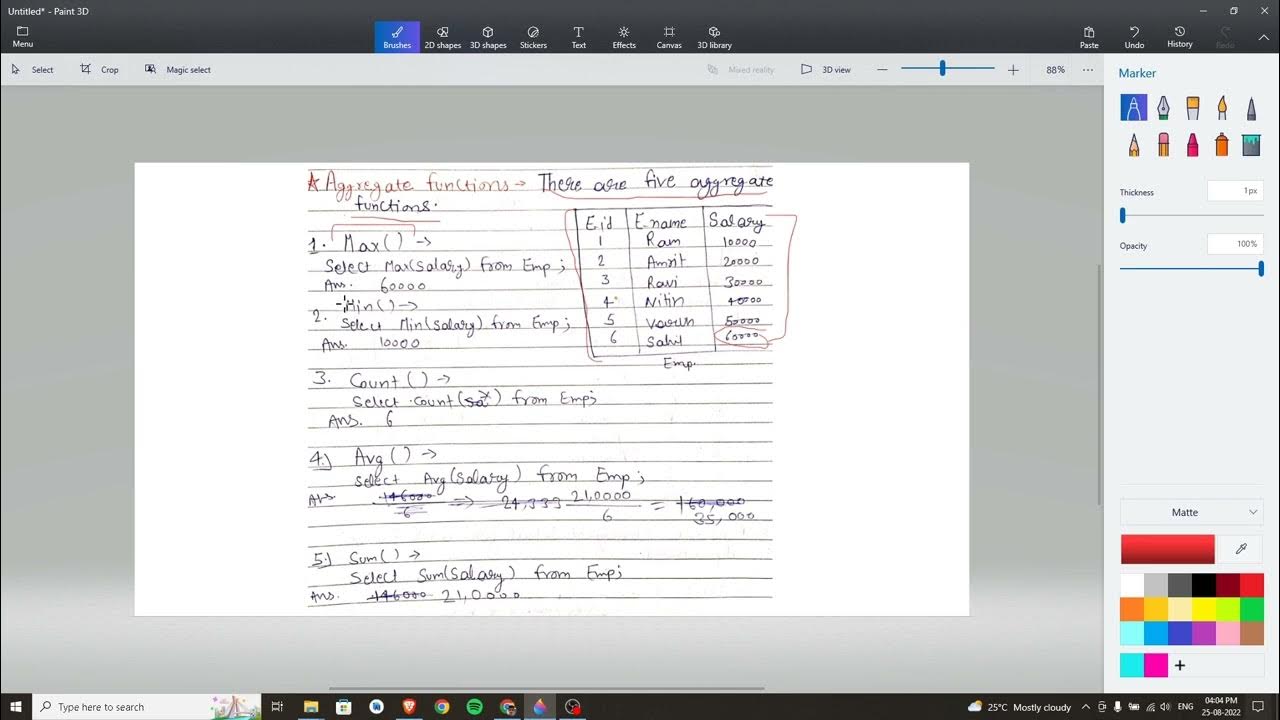 Aggregate Function in DBMS | Database Management System - YouTube