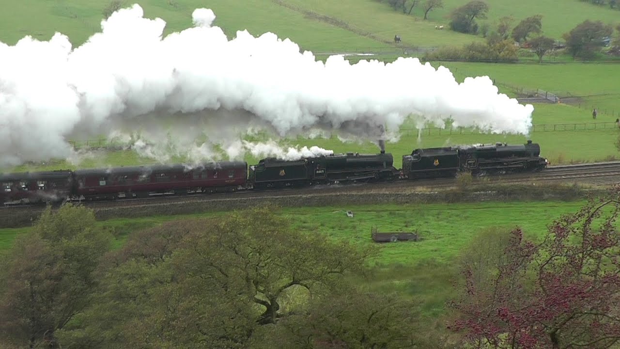 LMS 45407 & 44871 on The Buxton Spa Express on Sat 5th Nov 2011. - YouTube