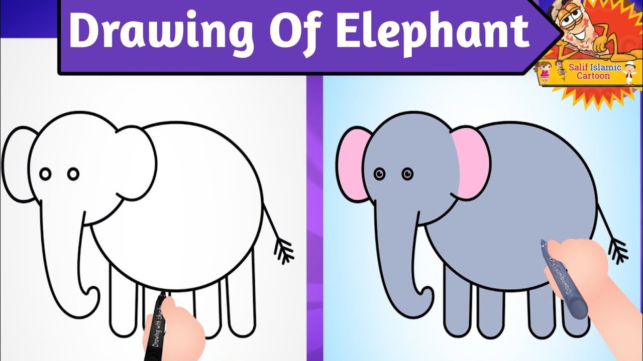 Drawing Of Elephant Number To Drawing Kinds Education Video Cartoon ...