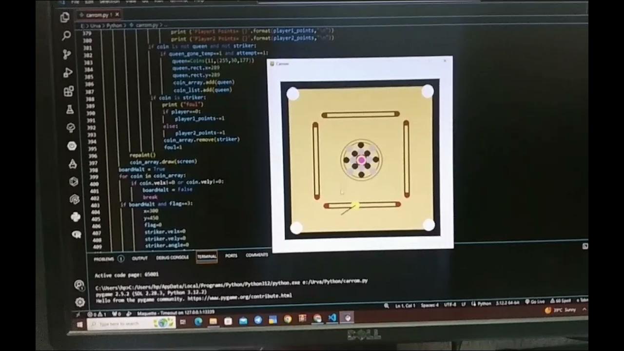 Carrom game made by me using python graphics #CodingFun #Programming Fun #pythonproject #game ...