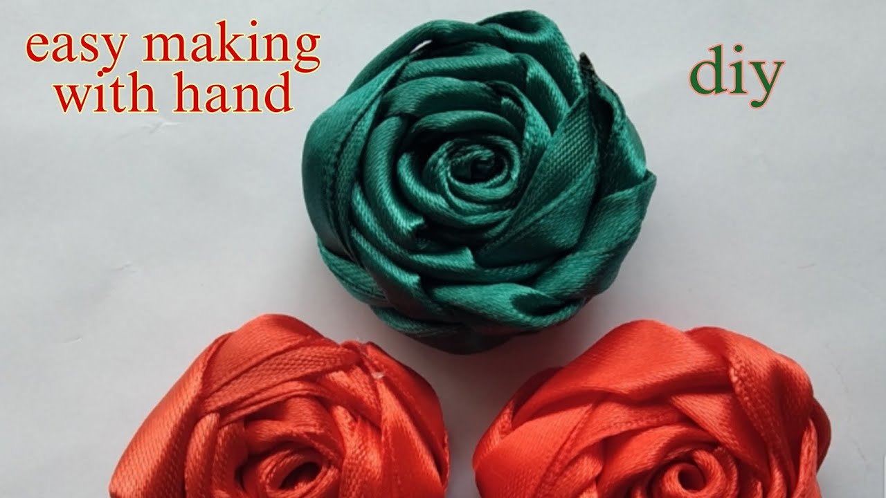 DIY - Adorable ribbon flowers | How to make beautiful ribbon rose ...