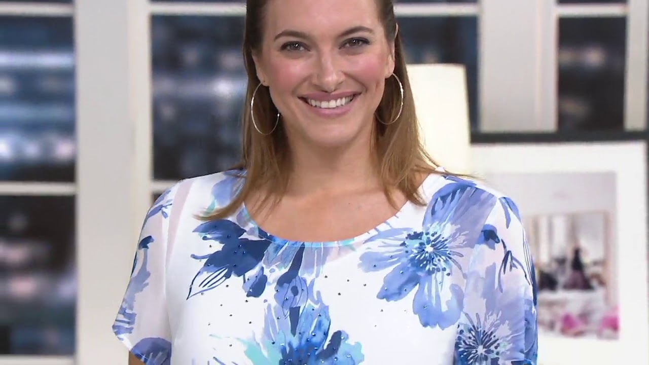 GRAVER Susan Graver Printed Sheer Chiffon Tunic & Knit Tank Set on QVC ...