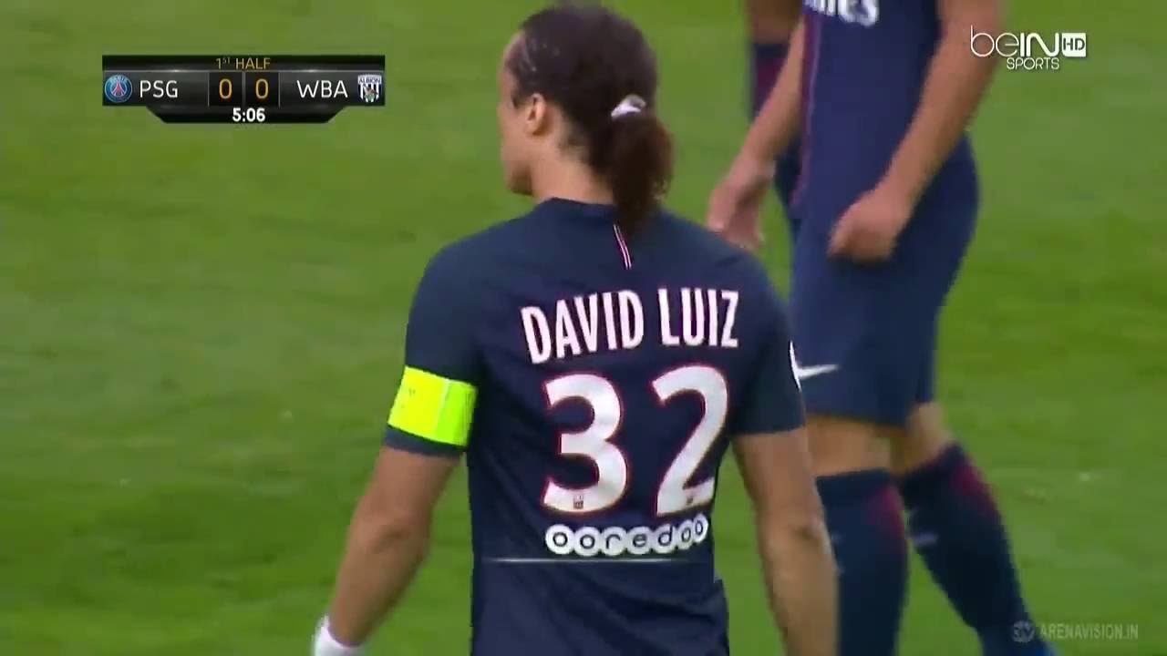 David Luiz INCREDIBLE free kick PSG vs West Bromwich 13/07/2016 - YouTube