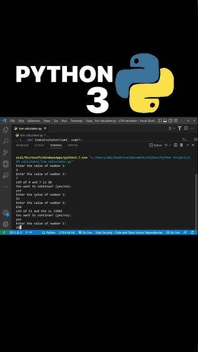 Build your python programming skills | Create an LCM calculator #youtube #youtubeshorts #python3 ...