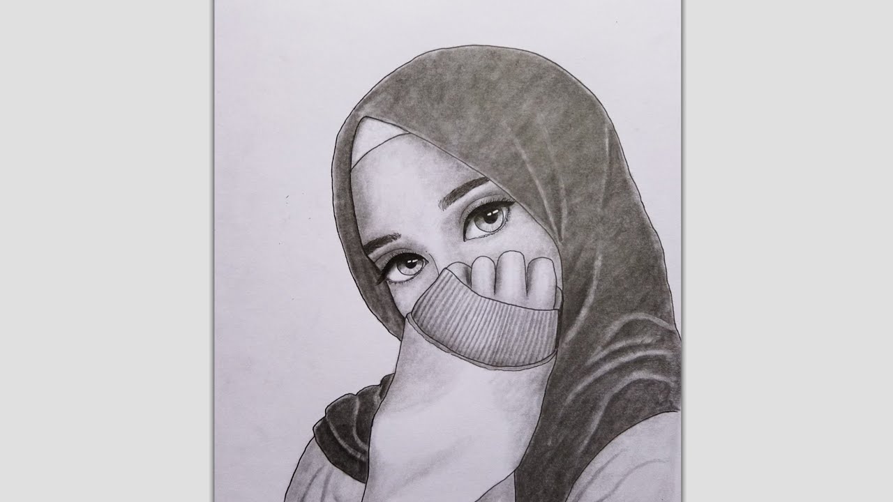 How to draw a beautiful hijab girl __ Pencil sketch drawing | Muslim ...