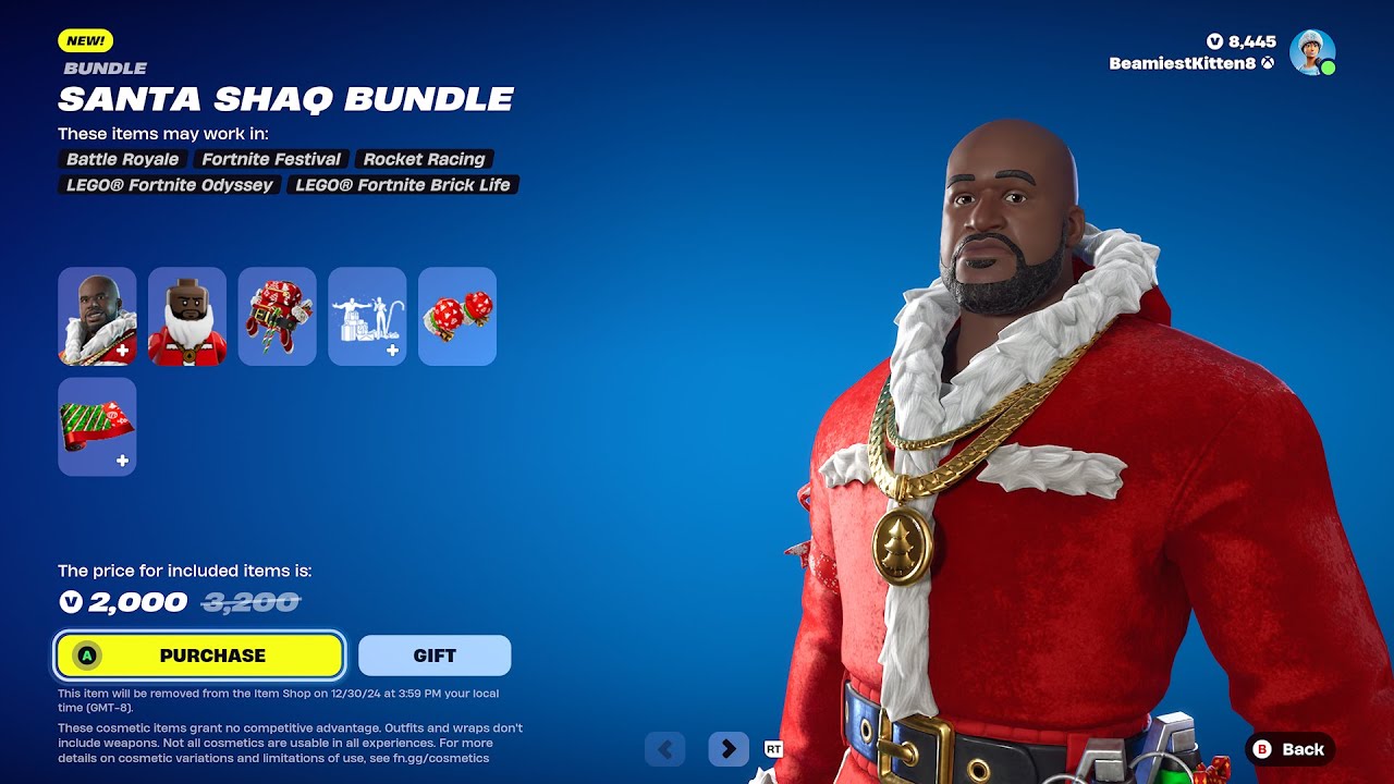 NEW SANTA SHAQ BUNDLE, NEW LAMBORGHINI SUV BUNDLE, 1 V-BUCK MISSION ...