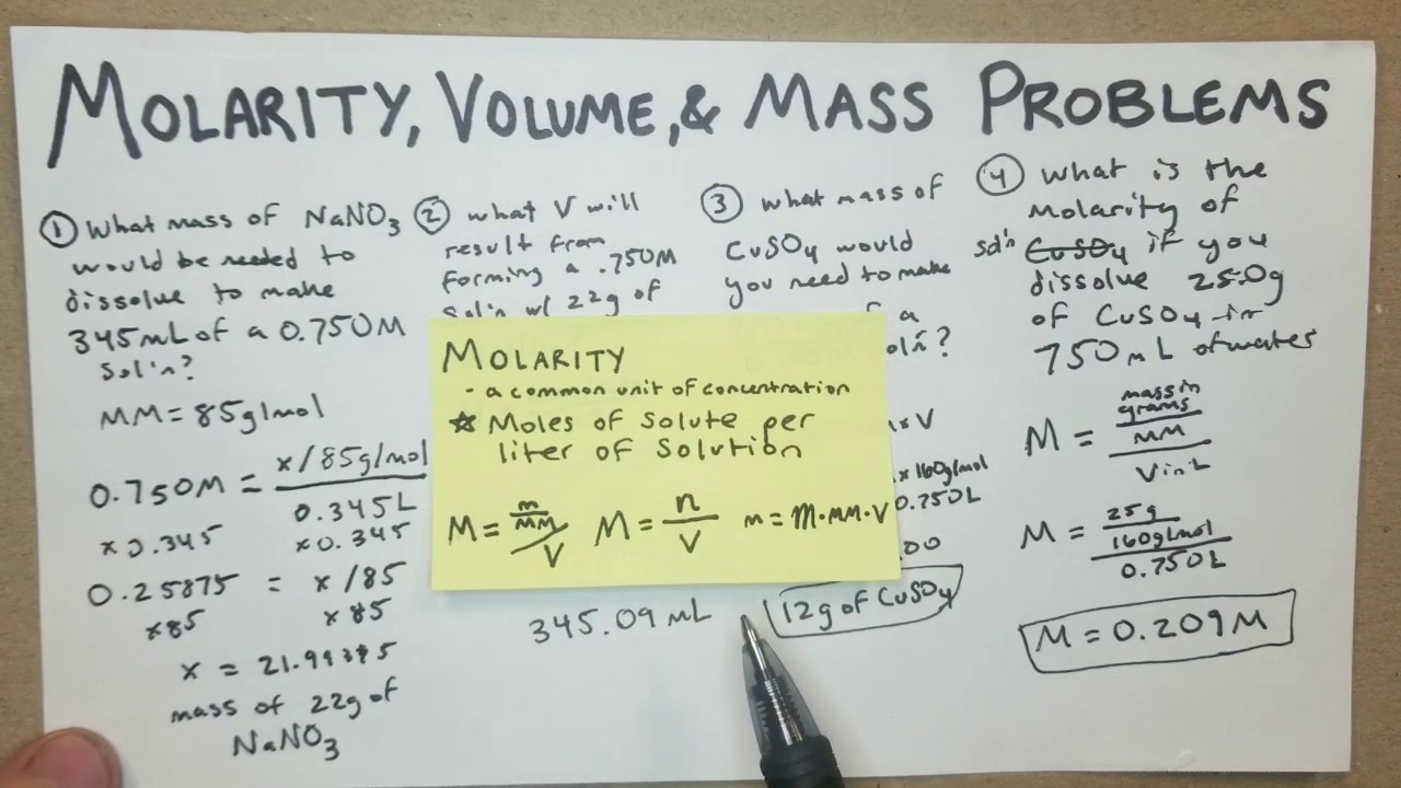How to Solve Molarity Problems (General Chemistry I) - YouTube