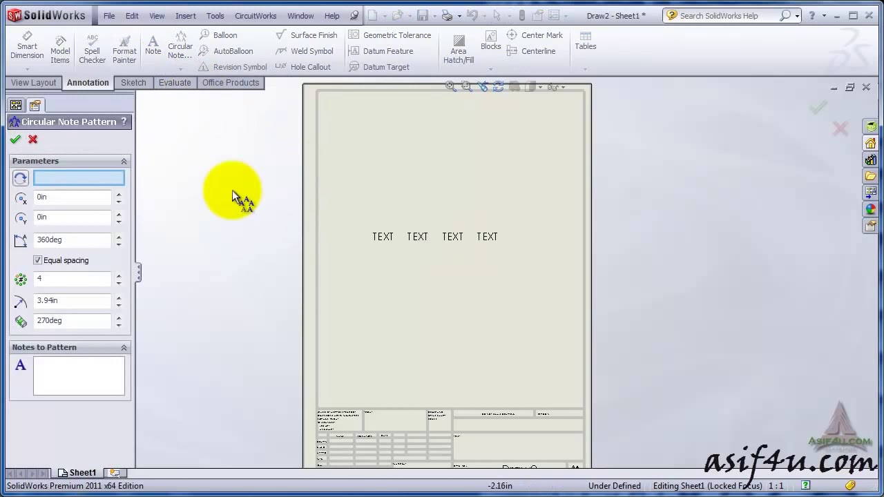 Solidworks Drawing Essential 25 Linear and Circular Note - YouTube