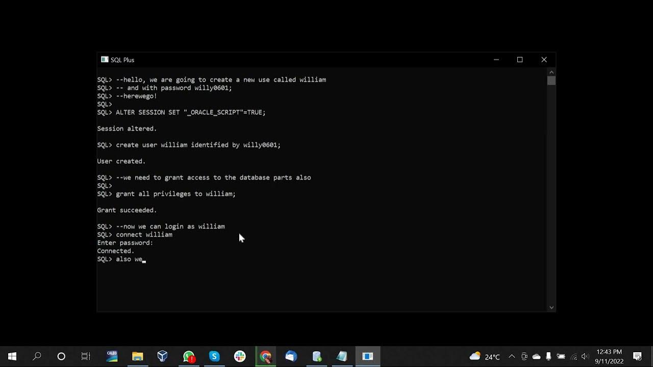 Creating A User Using Sqlplus And Connecting That User In Sql Developer Youtube