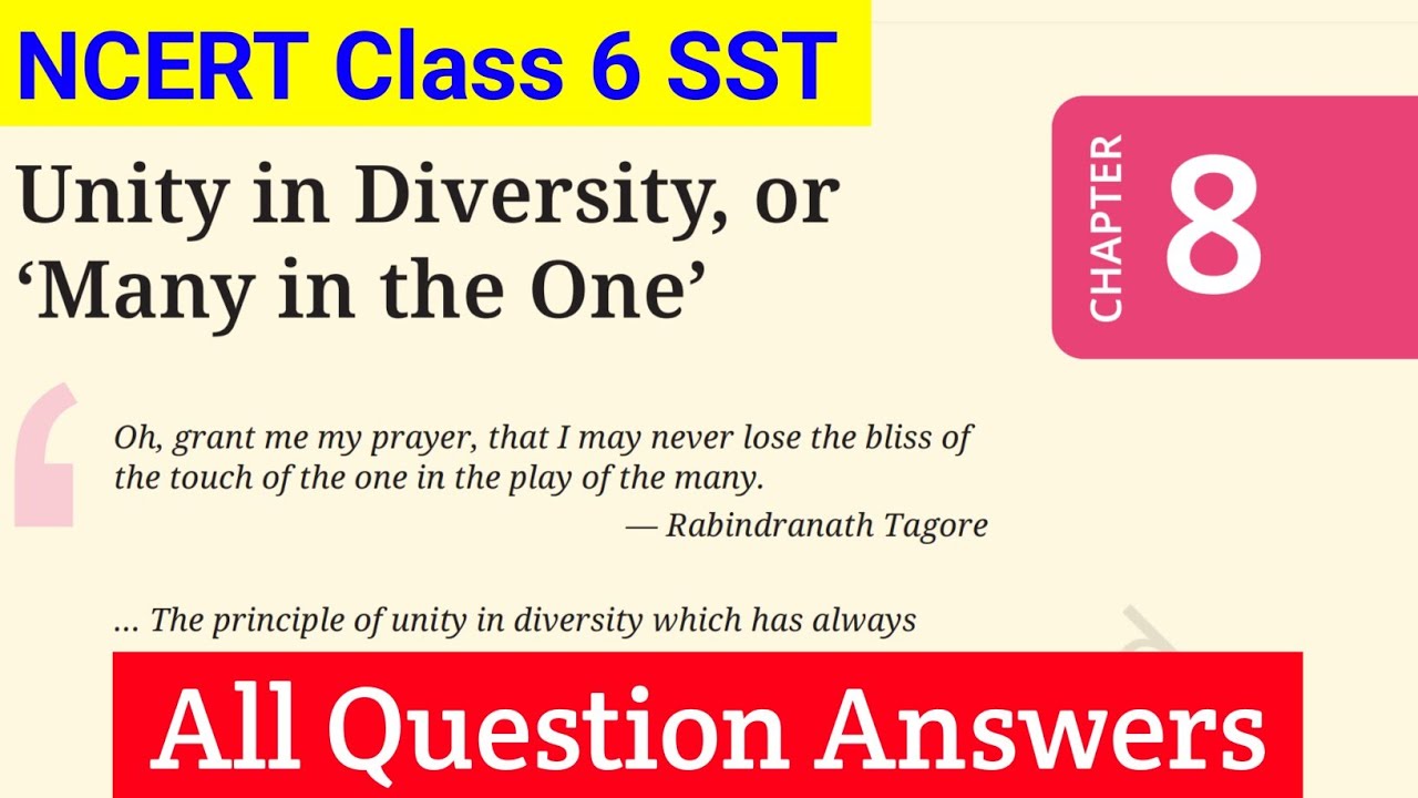 NCERT Class 6 SST Chapter 8 Unity In Diversity Question Answers | - YouTube
