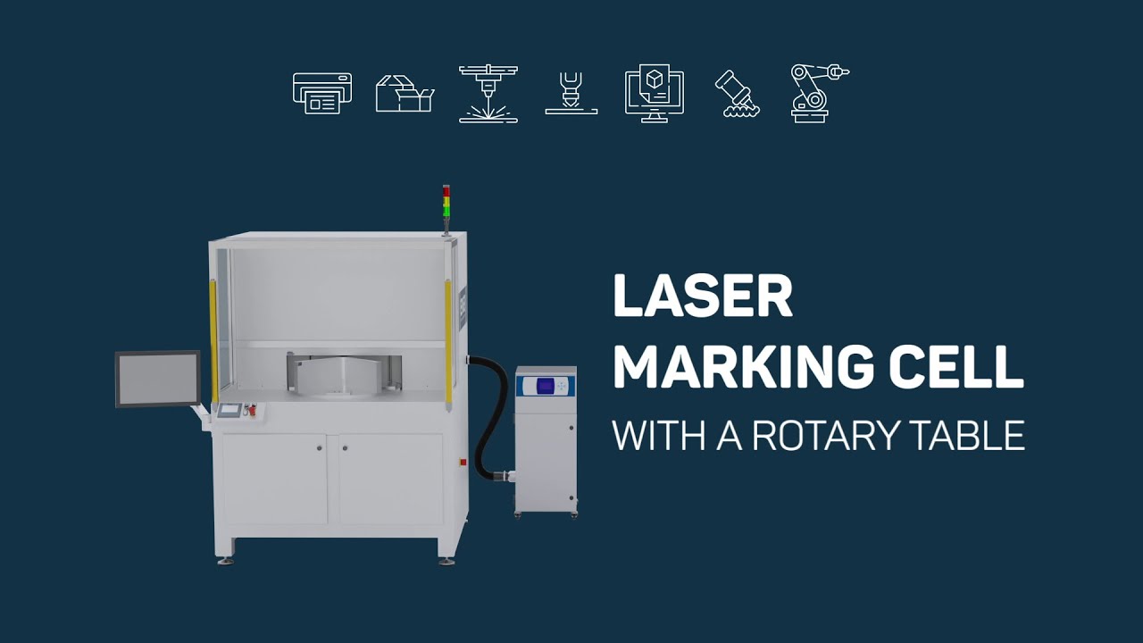 Laser marking cell equipped with a rotary table - YouTube