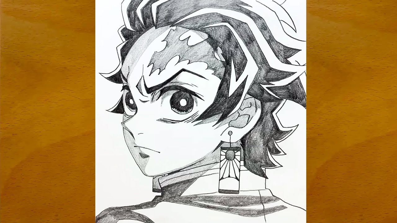 How to draw Kamado Tanjiro from Demon Slayer | Anime drawing videos for ...