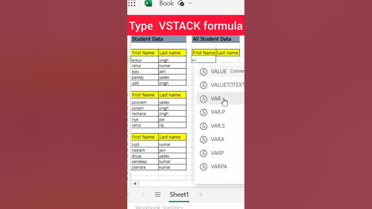 Mastering Vstack Formula In Excel Your Datas Vertical Solution New Shortvideo Like Youtube