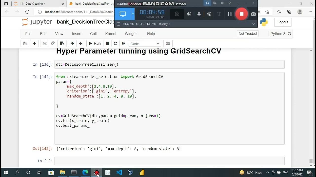 Decision Tree Algorithm on Cleaned Data Bank csv - YouTube
