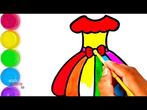 How to draw a girl dress Drawing with colour - YouTube