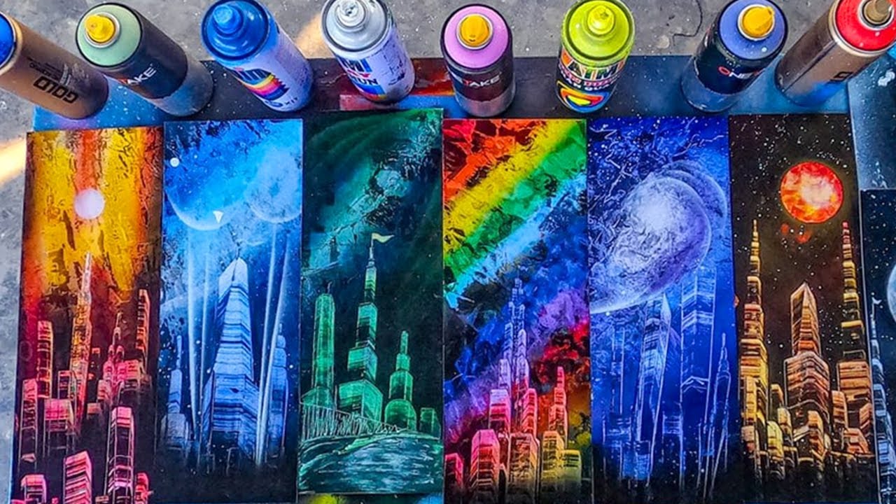 Landscape Spray Paint Art At Night #Part 2 - YouTube