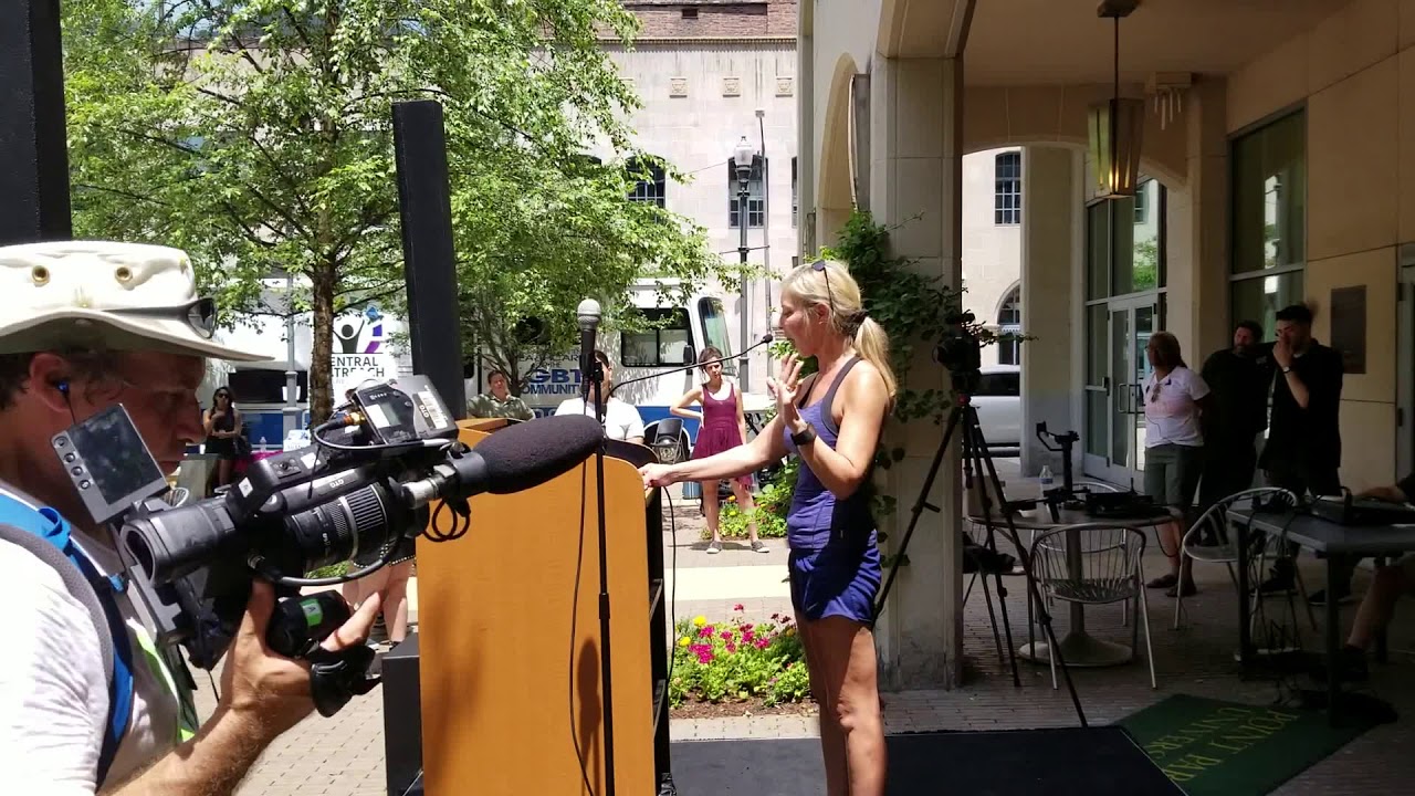 Catherine Bosley speaks at rally in downtown Pittsburgh...advocating ...
