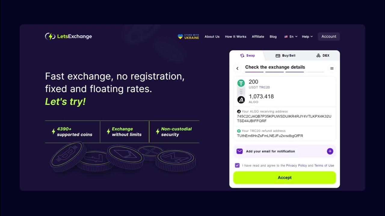 How to Swap ALGO on LetsExchange - YouTube
