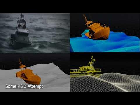 Houdini water FX flip fluid simulation coast guard riding wave R&D with video reference - YouTube