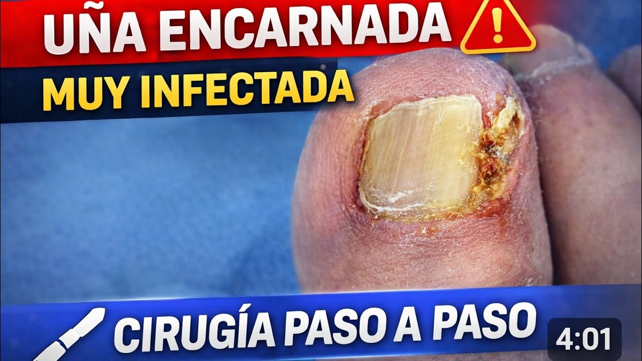 🔥 Uña Encarnada Muy Infectada | Cirugía Paso a Paso con Resultado ...