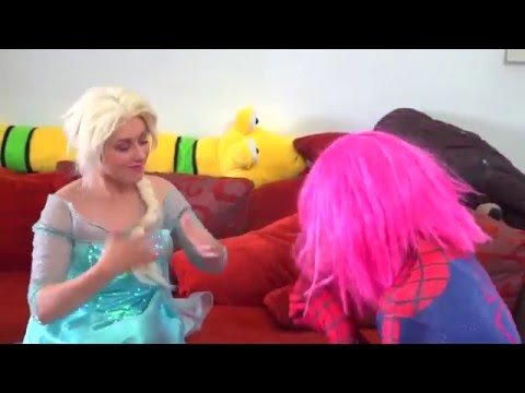 Spiderman Gets Rainbow Hair!  Joker Arrested, Frozen Elsa, Anna & Vampire! Funny Superheroes