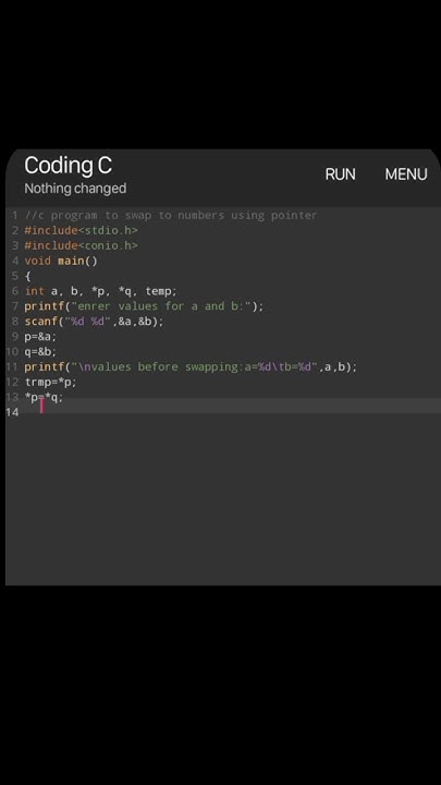 C Program For Swap Two Numbers Using Pointer 💯clanguage Viral Youtube