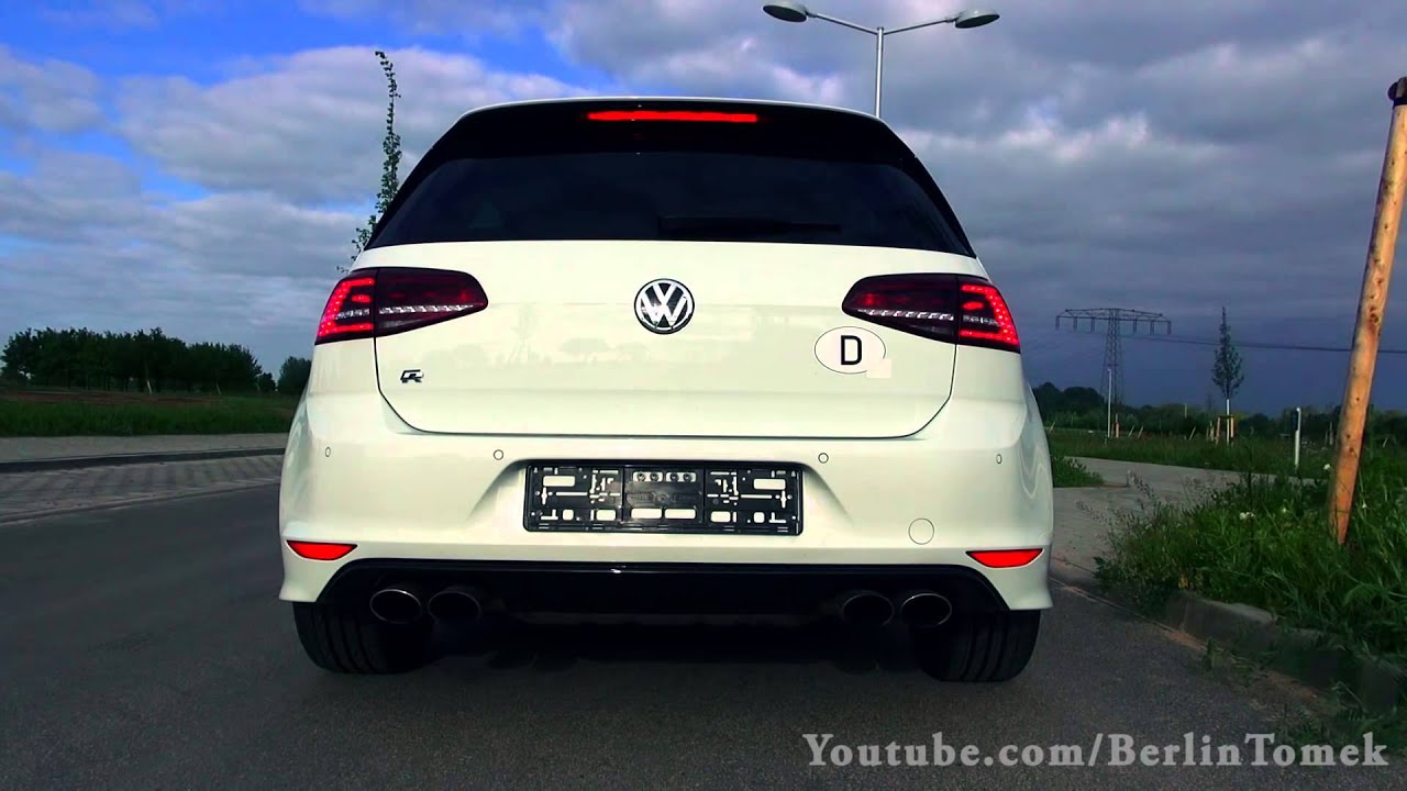 VW GOLF 7 R Acceleration Sound REVS Launch Control Revving DSG Shift ...