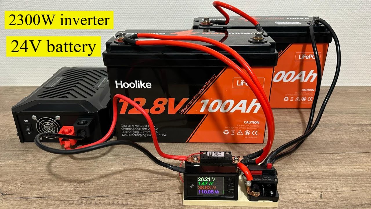 24v inverter with 12v battery 100ah battery test with maximum ...